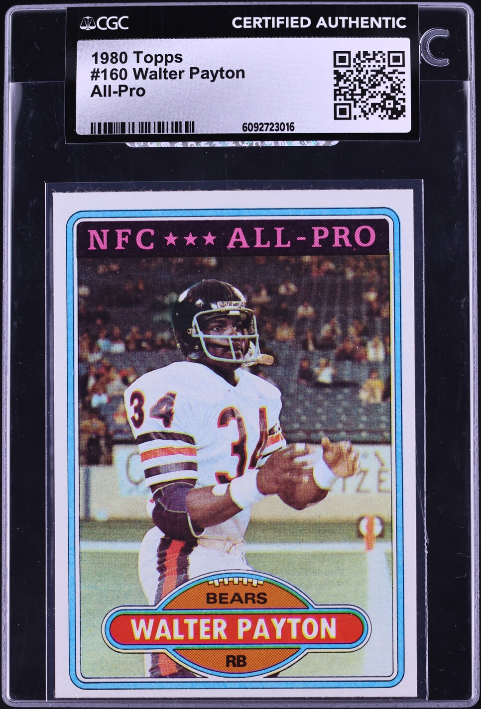 1980 Topps Football Walter Payton ALL-PRO #160 CGC AUTH on Fanatics Collect