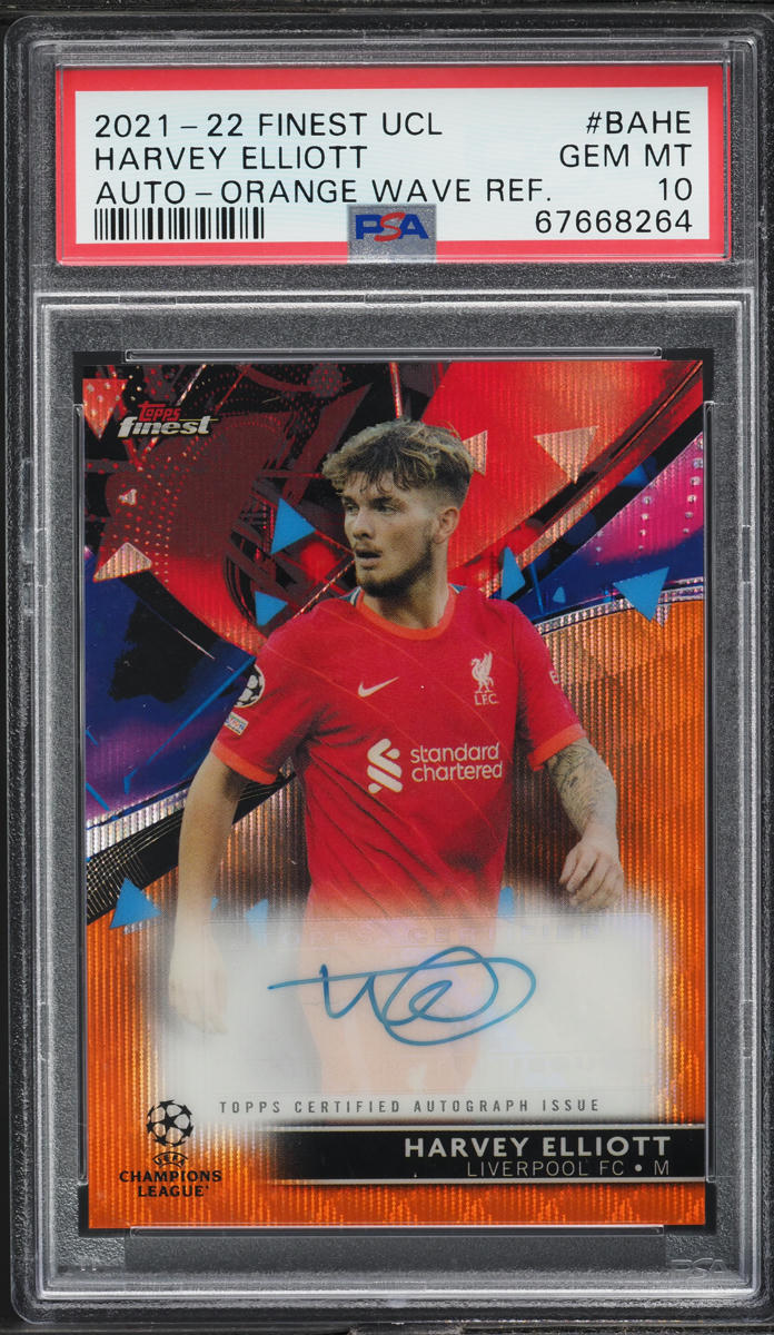 2021 Finest UEFA Champions League Orange Wave Harvey Elliott RC AUTO ...