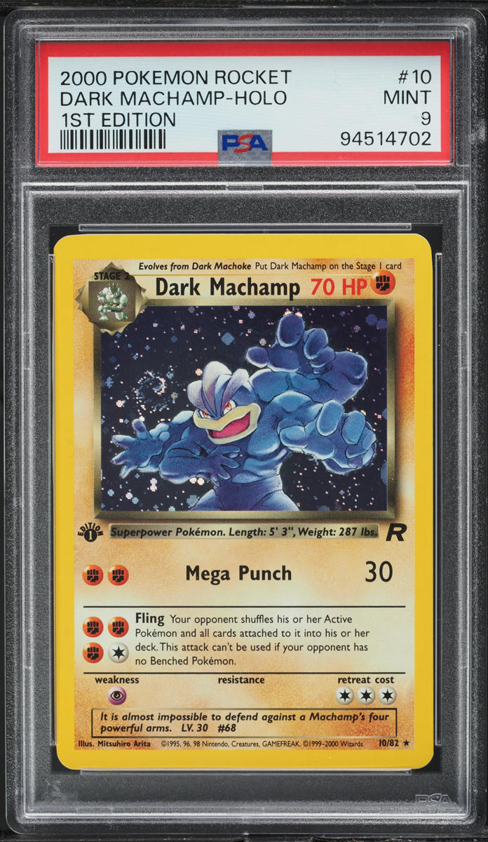 2000 Pokemon Team Rocket 1st Edition Holo Dark Machamp #10 PSA 9 MINT on Fanatics Collect