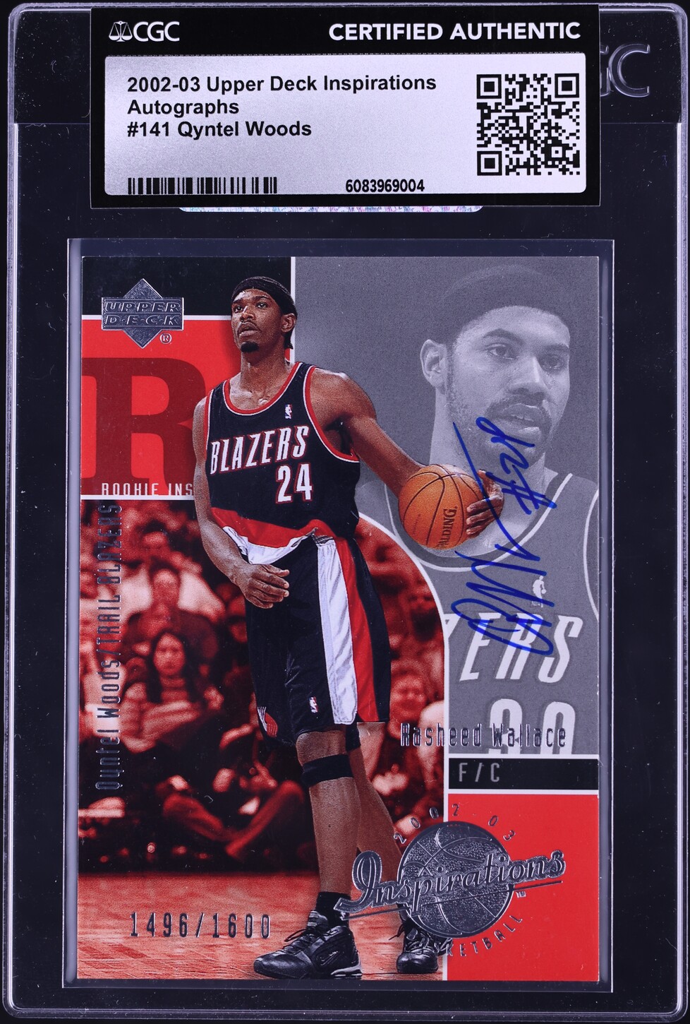 2002 Upper Deck Inspirations Qyntel Woods ROOKIE AUTO /1600 #141 CGC ...