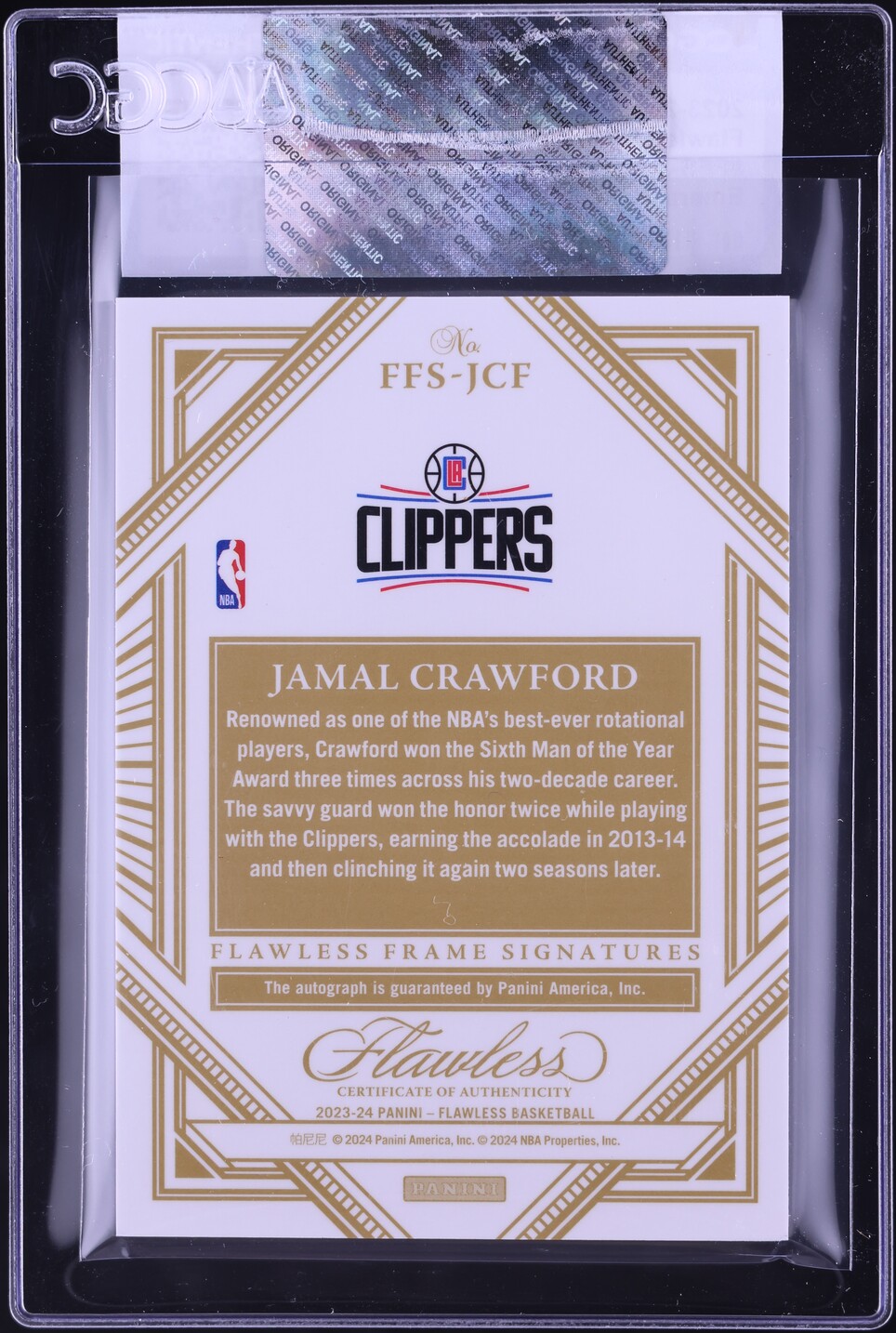 2023 Panini Flawless Frame Signatures Emerald Jamal Crawford AUTO /5 # ...
