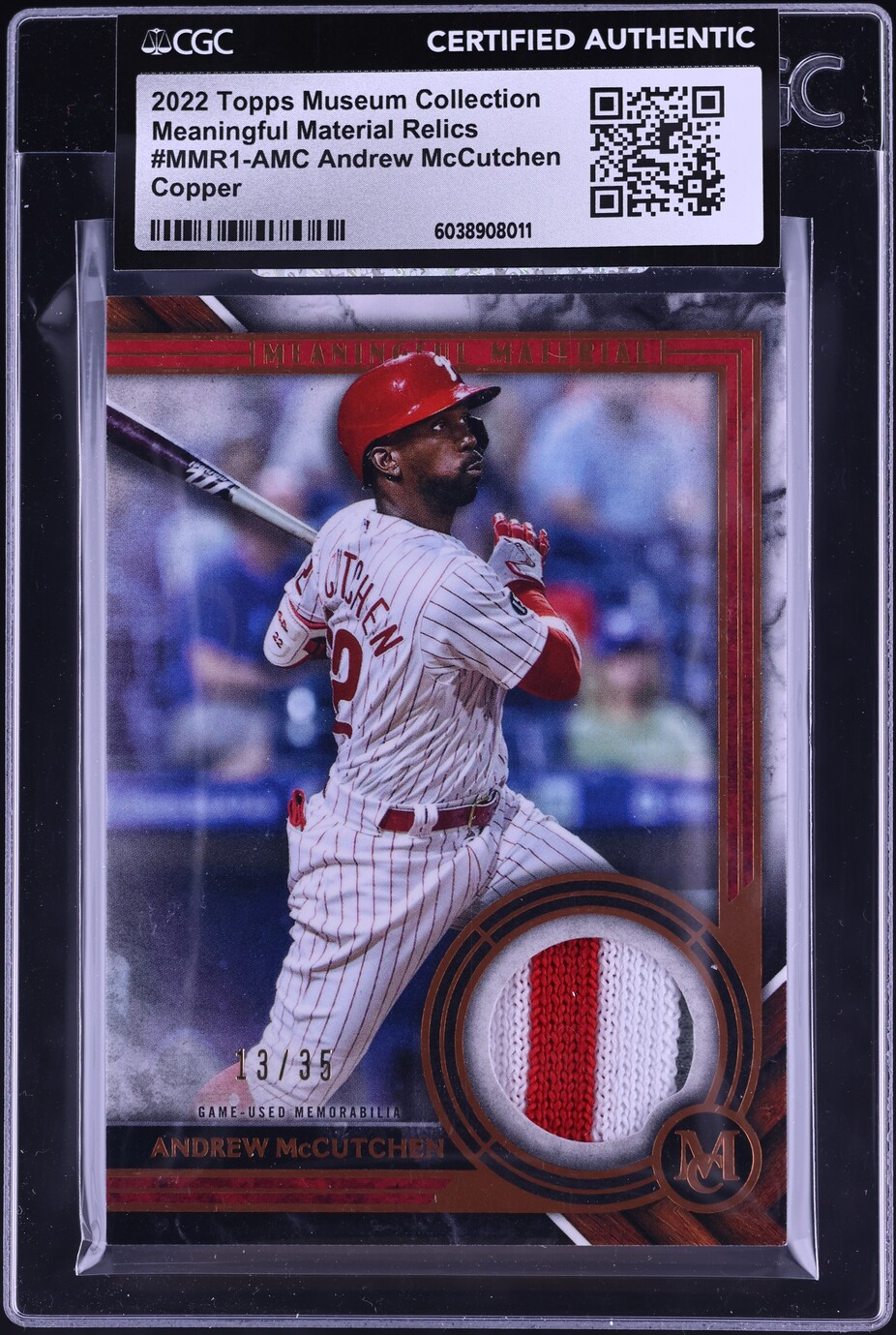 2022 Topps Museum Collection Copper Andrew McCutchen PATCH /35 CGC AUTH ...