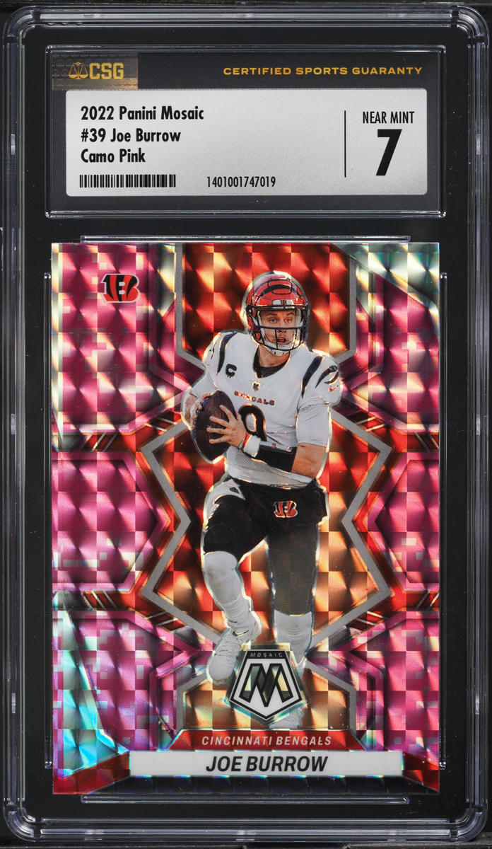2022 Panini Mosaic Camo Pink Joe Burrow #39 CSG 7 NRMT on Fanatics Collect