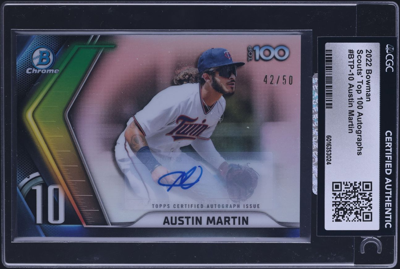 2022 Bowman Chrome Scout's Top 100 Austin Martin AUTO /50 #BTP-10 CGC ...