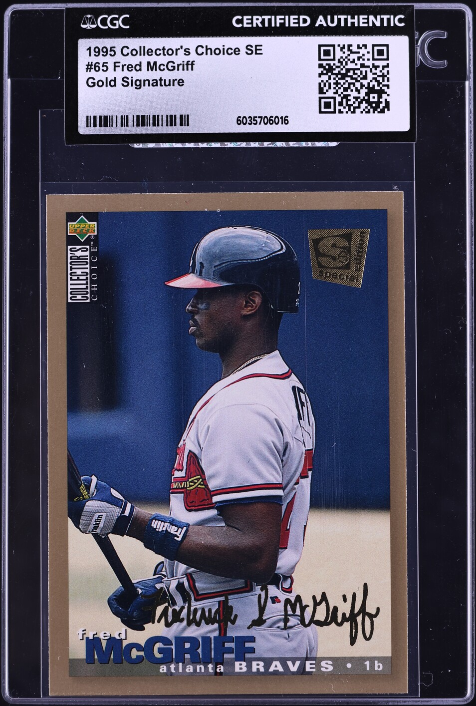 1995 Collector's Choice SE Gold Signature Fred McGriff #65 CGC AUTH on ...