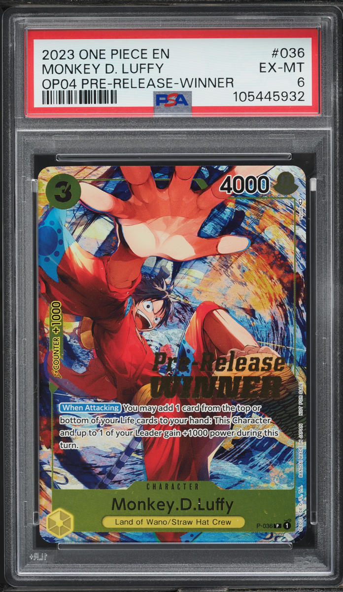 2023 One Piece Promo Pre Release Winner Monkey D. Luffy #P-036 PSA 6 EXMT on Fanatics Collect