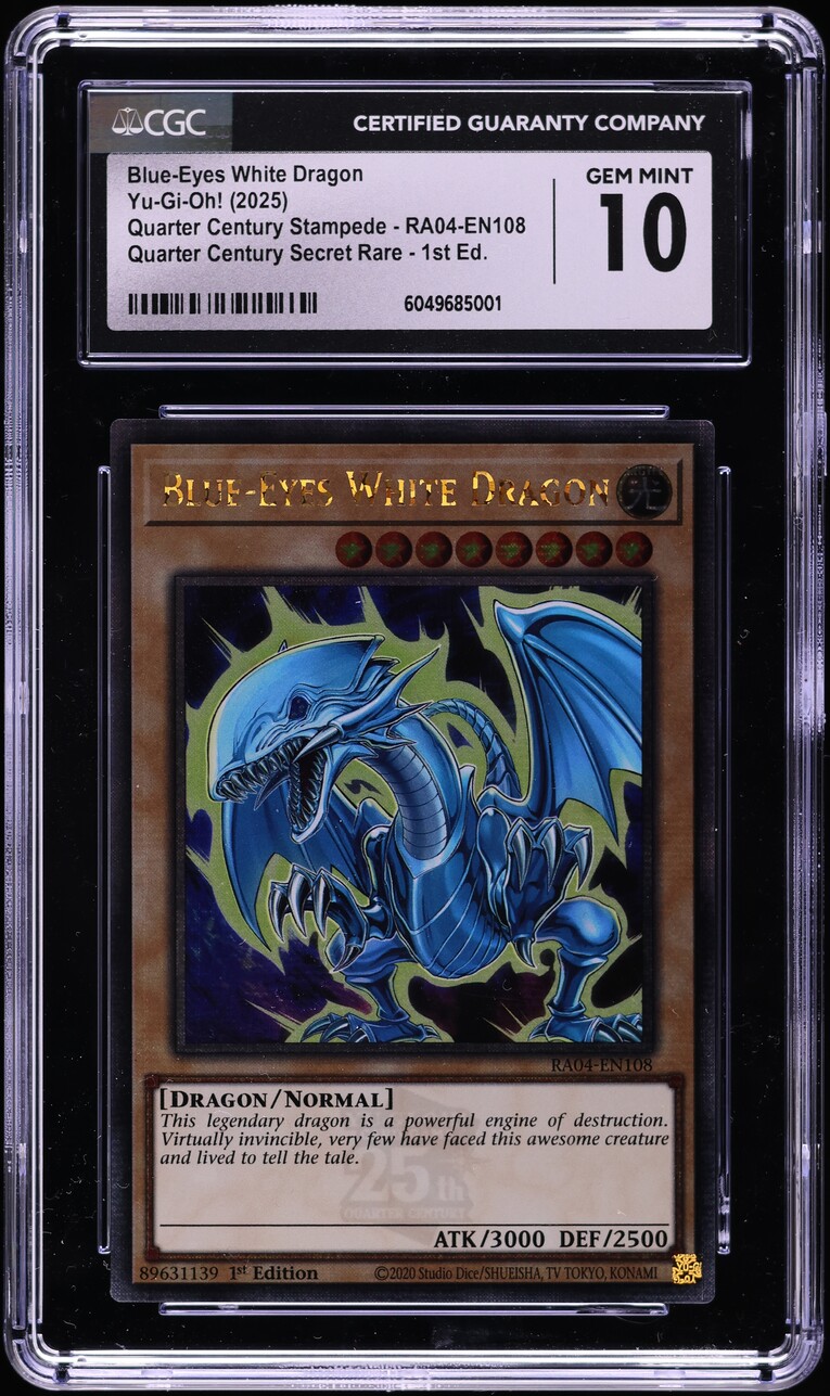 2025 Yu-Gi-Oh! Quarter Century Stampede 1st Ed Blue-Eyes White Dragon CGC 10 on Fanatics Collect