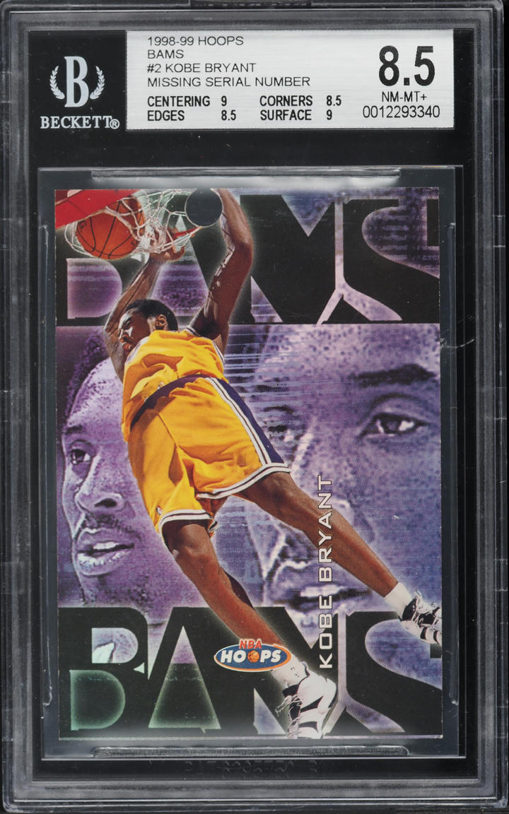 1998 Hoops Bams Kobe Bryant PARTIAL SERIAL NUMBER /250 #2 BGS 8.5 NM ...