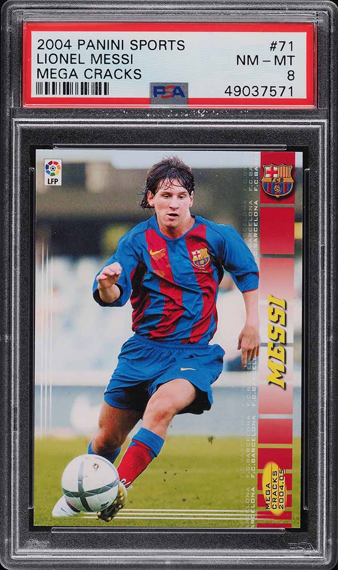 2004 Panini Sports Mega Cracks La Liga Lionel Messi ROOKIE #71 PSA 8 NM ...