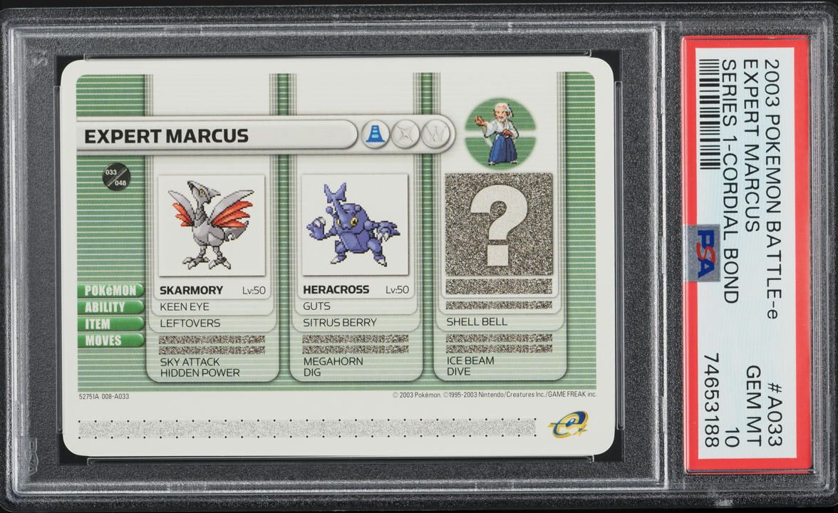 2003 Pokemon Battle-E Series 1 Cordial Bond Expert Marcus #A033 PSA 10 ...