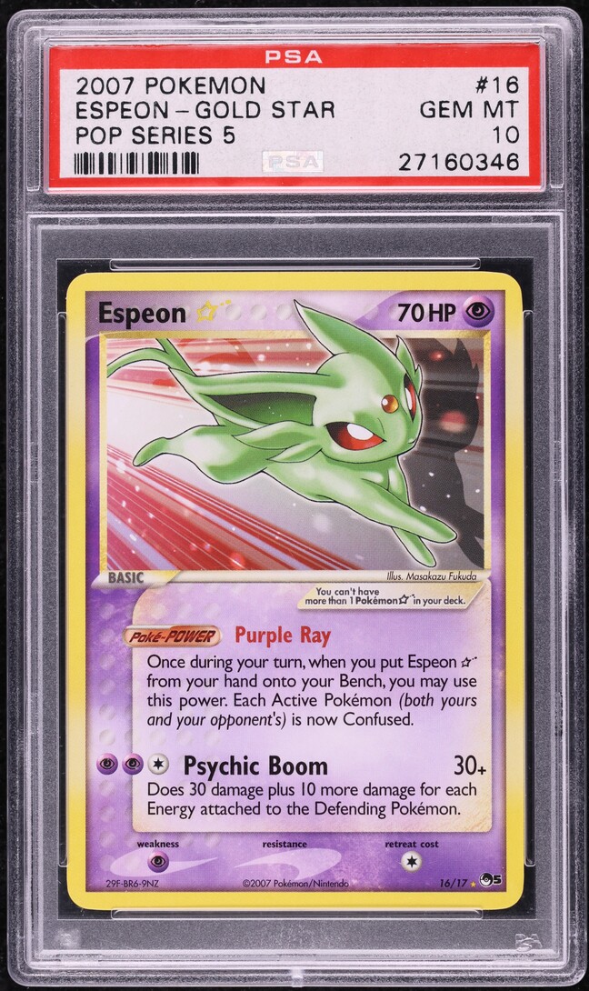 2007 Pokemon Pop Series 5 Holo Espeon Gold Star #16 PSA 10 GEM MINT on ...