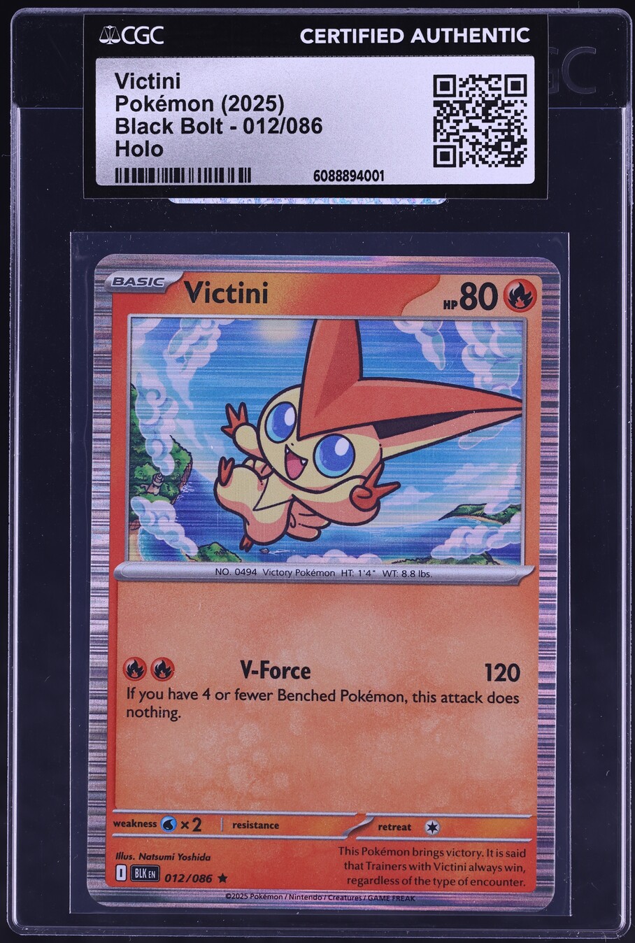 2025 Pokemon Scarlet & Violet Black Bolt Holo Victini #12 CGC AUTH on ...