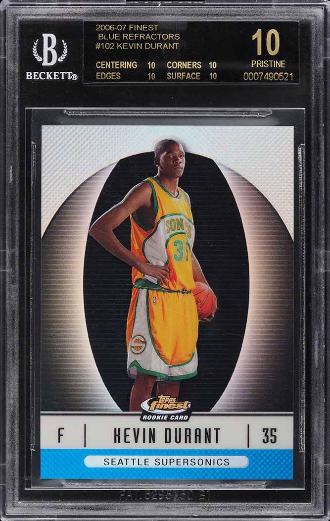 2006 Finest Blue Refractor Kevin Durant ROOKIE /299 #102 BGS 10 BLACK ...