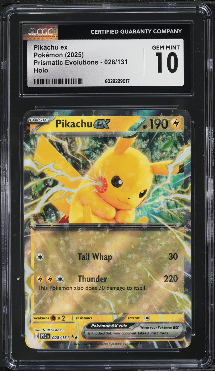 2025 Pokemon SV Prismatic Evolutions Pikachu ex #28 CGC 10 GEM MINT on ...