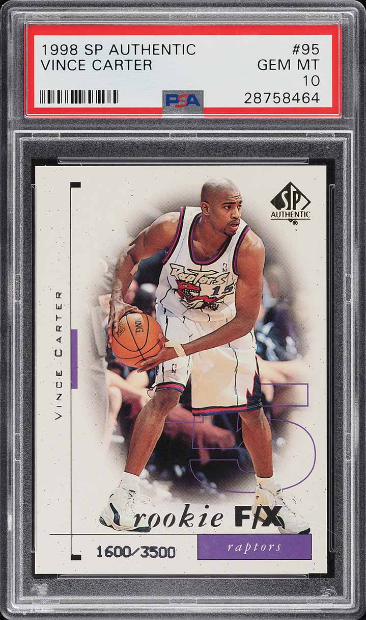 1998 SP Authentic Vince Carter ROOKIE /3500 #95 PSA 10 GEM MINT on ...