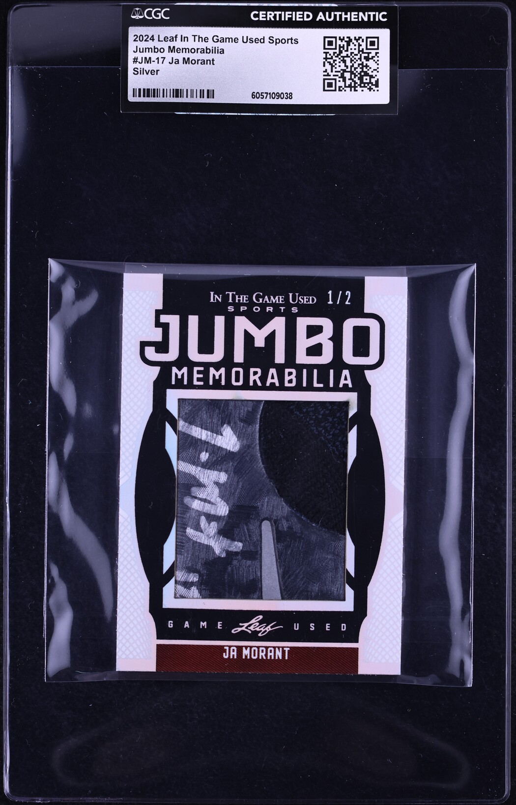 2024 Leaf In The Game Used Sports Jumbo Silver Ja Morant PATCH 1/2 CGC ...