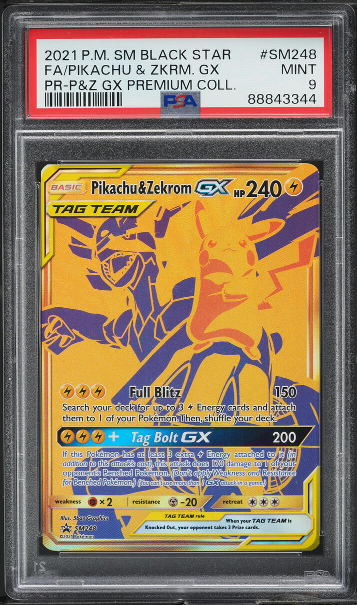 2021 Pokemon SM Black Star Promo Premium Pikachu & Zekrom GX #SM248 PSA 9 MINT on Fanatics Collect