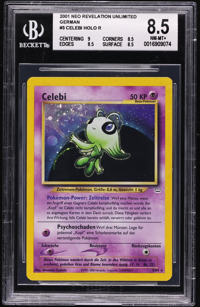 2001 Pokemon German Neo Revelation Holo Celebi #3 BGS 8.5 NM-MT+ on ...
