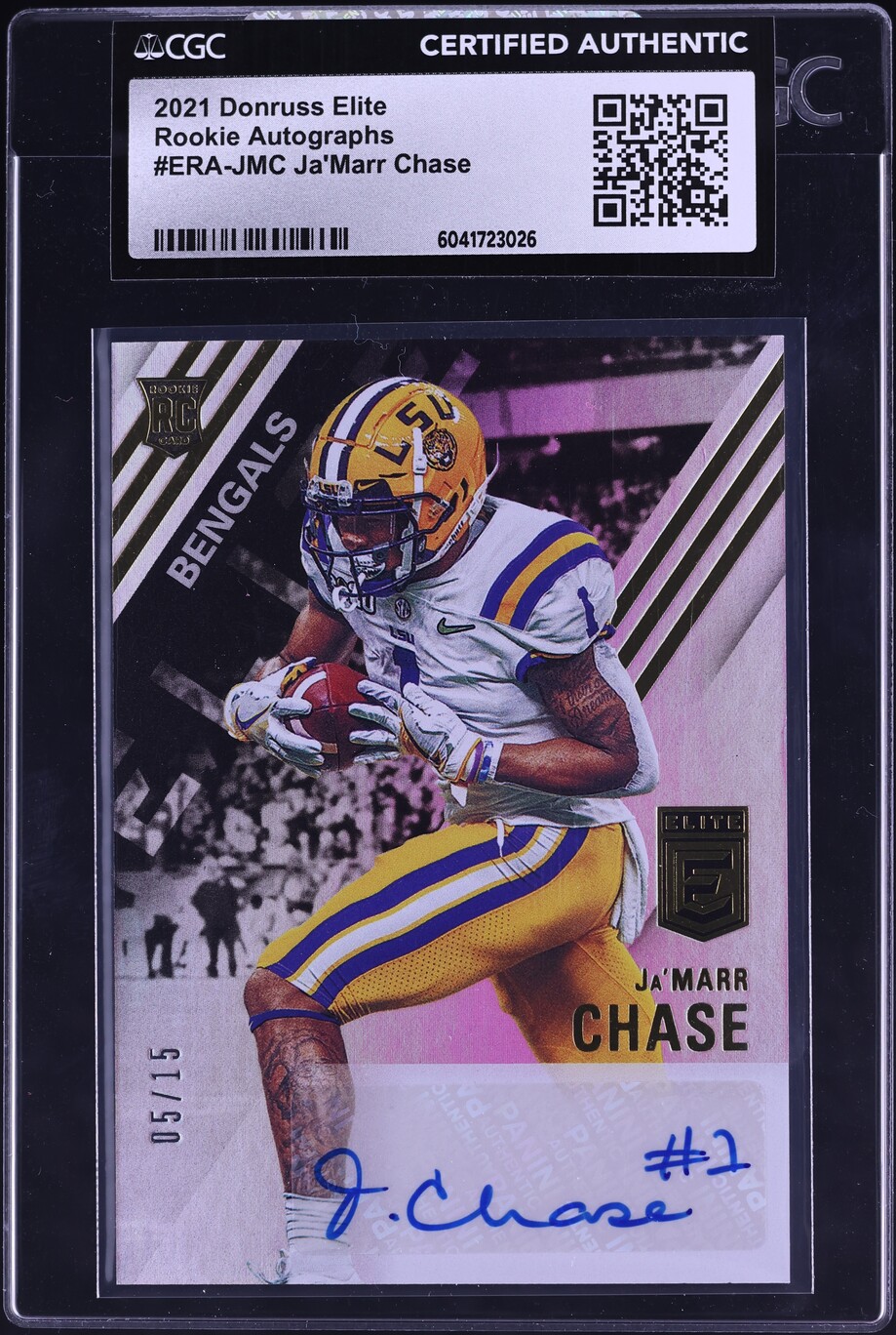 2021 Donruss Elite Ja'Marr Chase ROOKIE AUTO /15 #ERA-JMC CGC AUTH on ...