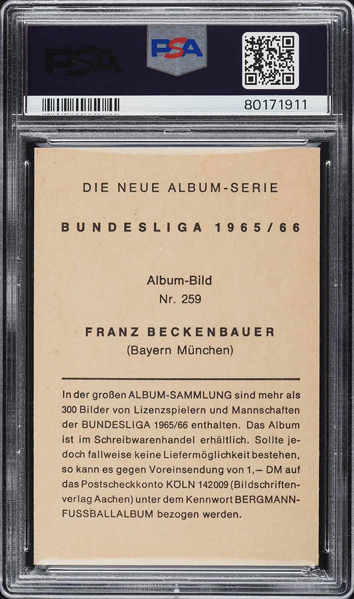 1965 Bergmann Fussball Bundesliga Franz Beckenbauer ROOKIE #259 PSA 6.5 ...
