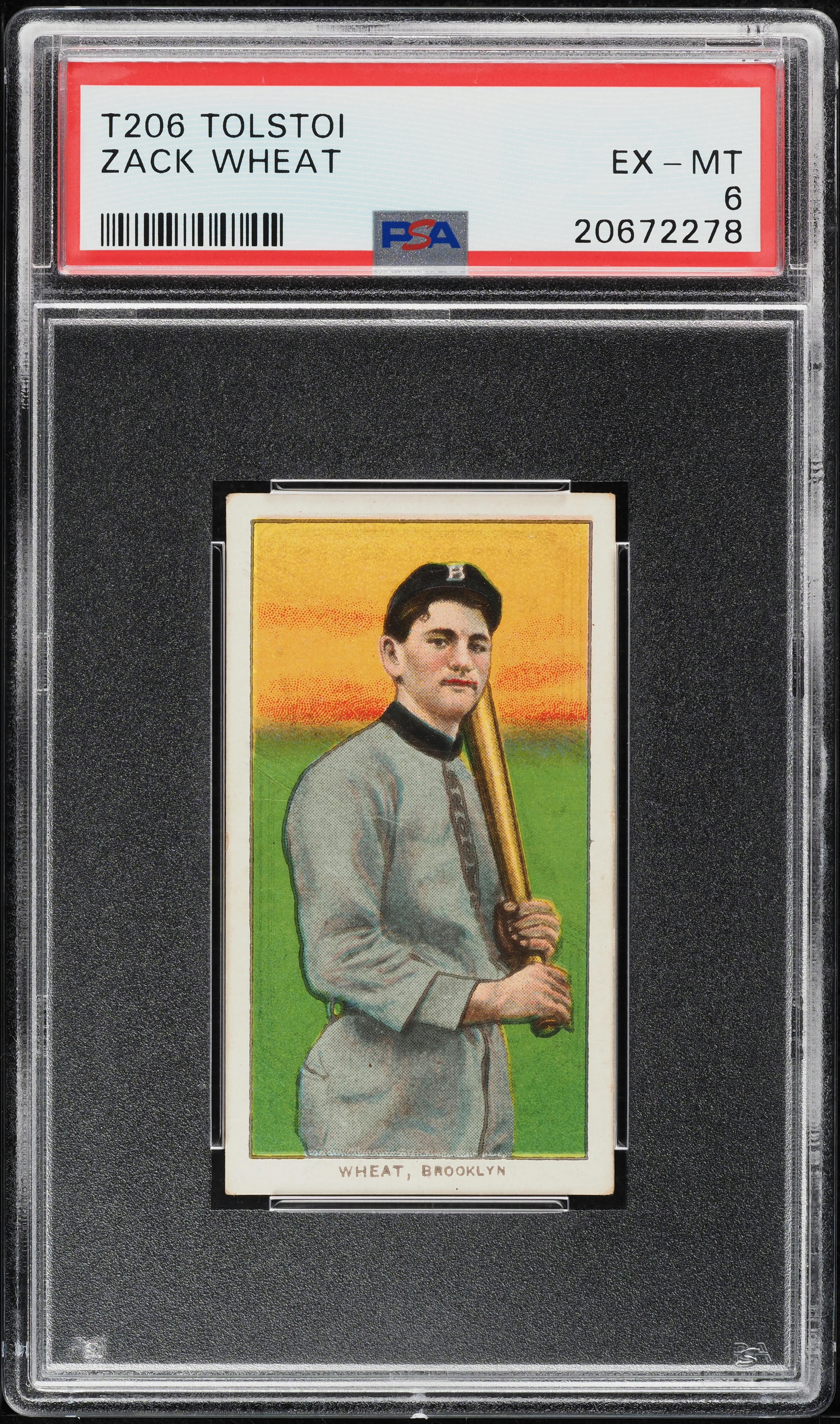 1909-11 T206 Zack Wheat TOLSTOI PSA 6 EXMT (PWCC-A) on Fanatics Collect