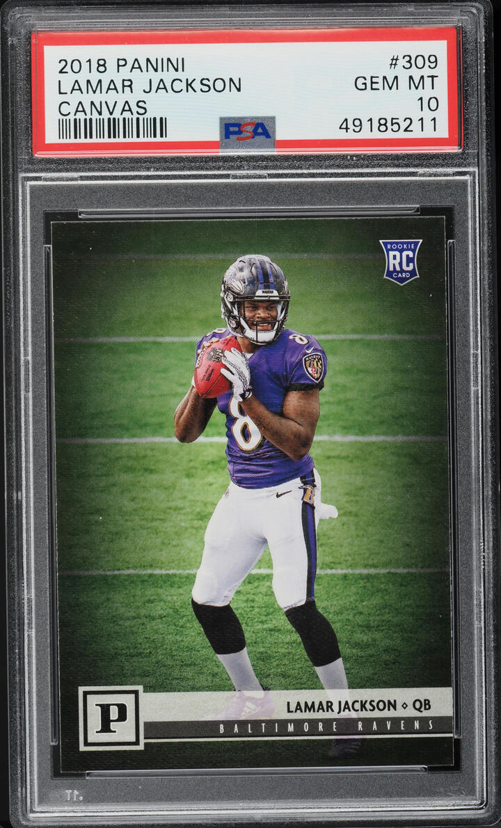 2018 Panini Canvas Lamar Jackson ROOKIE #309 PSA 10 GEM MINT on ...