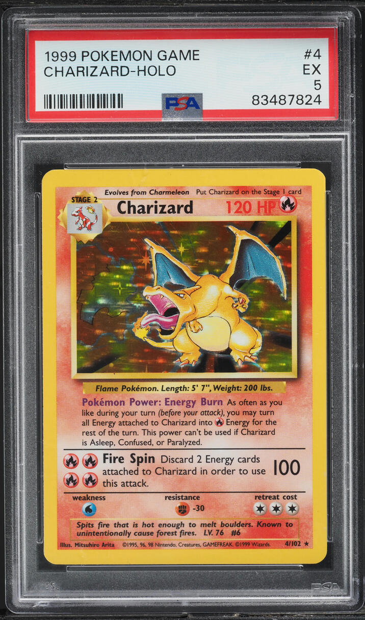 1999 Pokemon Base Set Holo Charizard #4 PSA 5 EX on Fanatics Collect