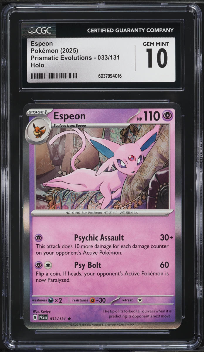 2025 Pokemon SV Prismatic Evolutions Holo Espeon #33 CGC 10 GEM MINT on Fanatics Collect