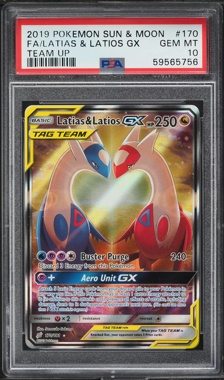 2019 Pokemon Sun & Moon Team Up Full Art Latias & Latios GX #170 PSA 10 GEM MINT on Fanatics Collect