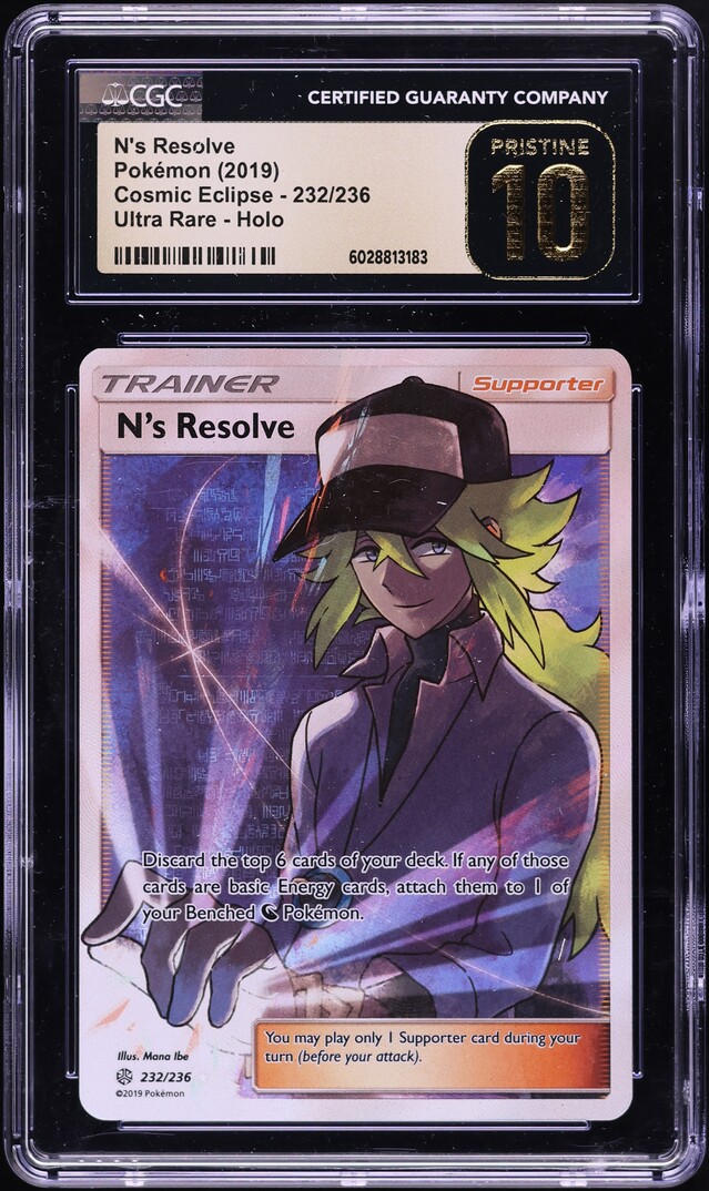 2019 Pokemon Sun & Moon Cosmic Eclipse Full Art N's Resolve #232 CGC 10 ...