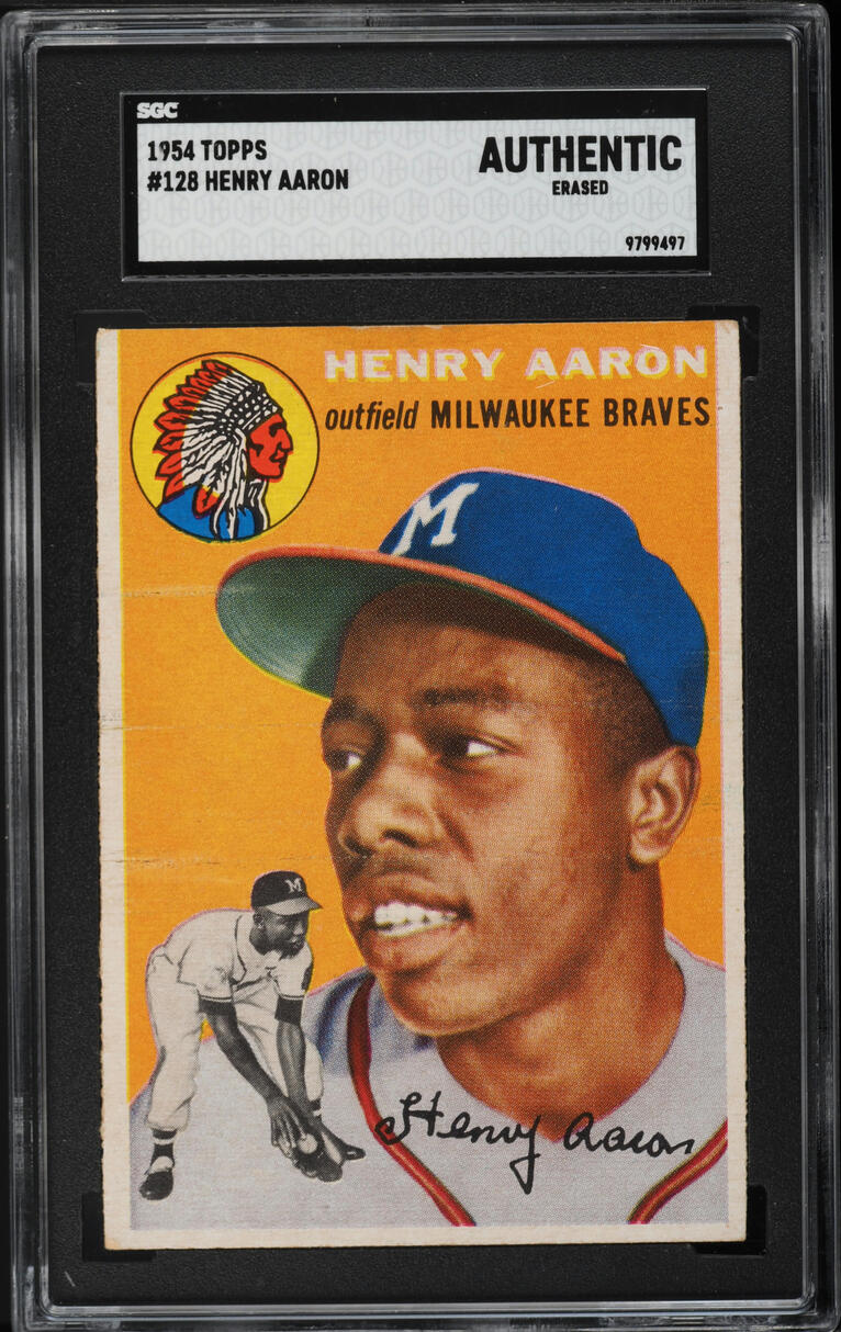 1954 Topps Hank Aaron ROOKIE #128 SGC ALTERED AUTH on Fanatics Collect