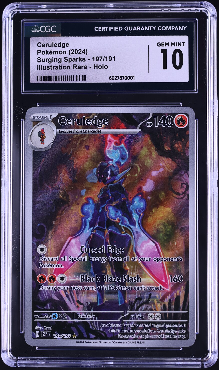 2024 Pokemon SV Surging Sparks Art Rare Ceruledge #197 CGC 10 GEM MINT ...