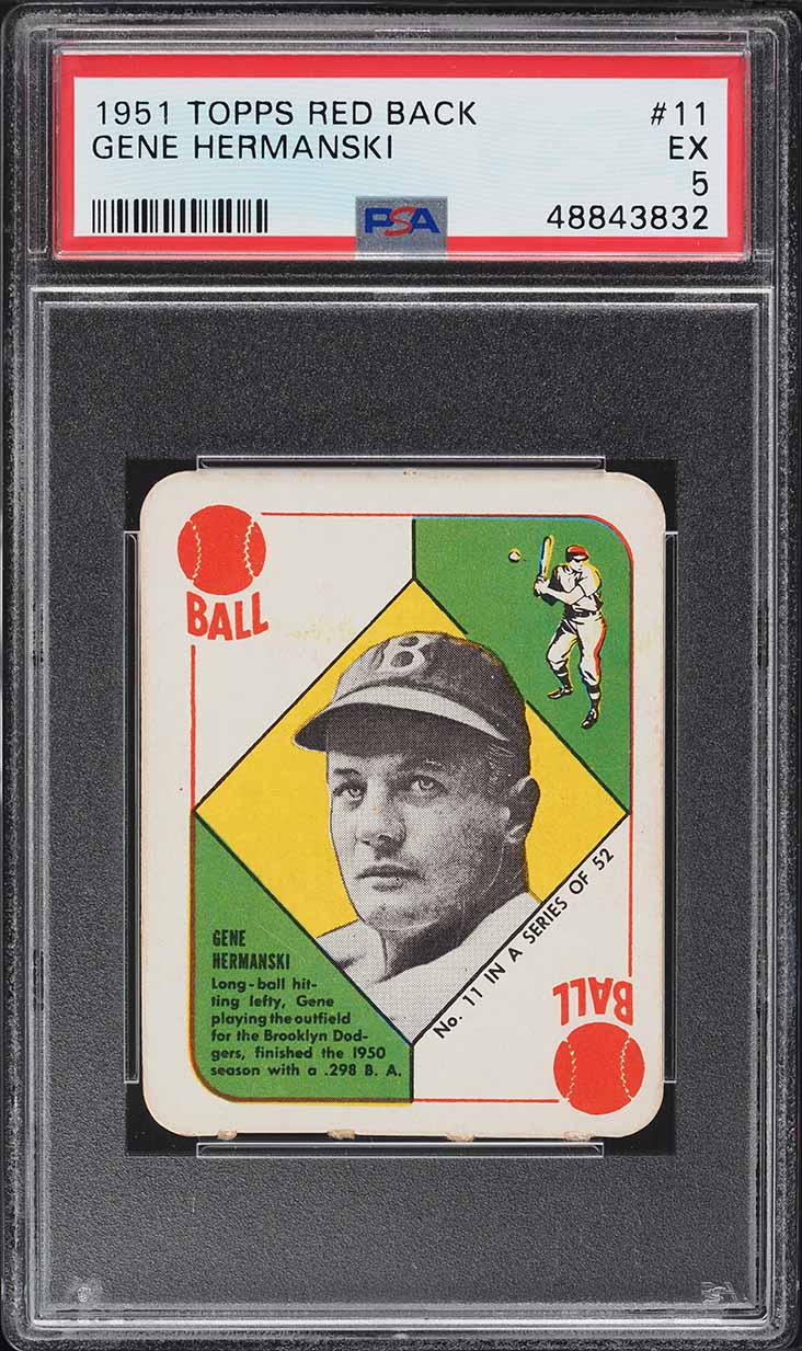 1951 Topps Red Back Gene Hermanski #11 PSA 5 EX on Fanatics Collect