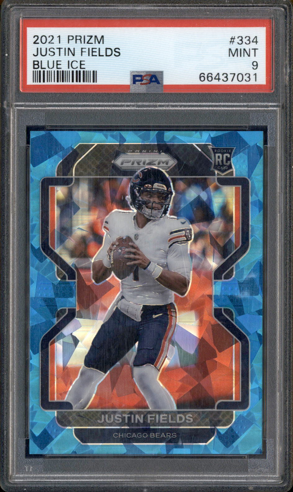 2021 Panini Prizm Blue Ice #334 Justin Fields RC Rookie /99 PSA 9 on ...