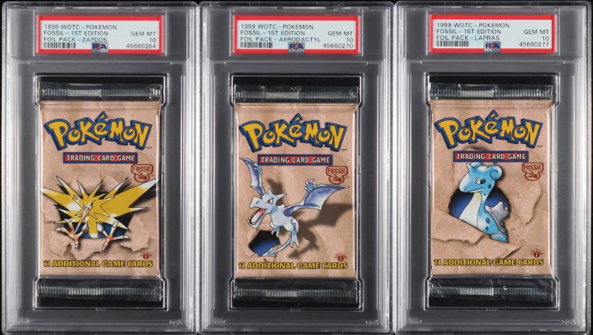 1999 Pokemon Fossil 1st Edition Booster Pack Lapras Art PSA 10 GEM MINT ...