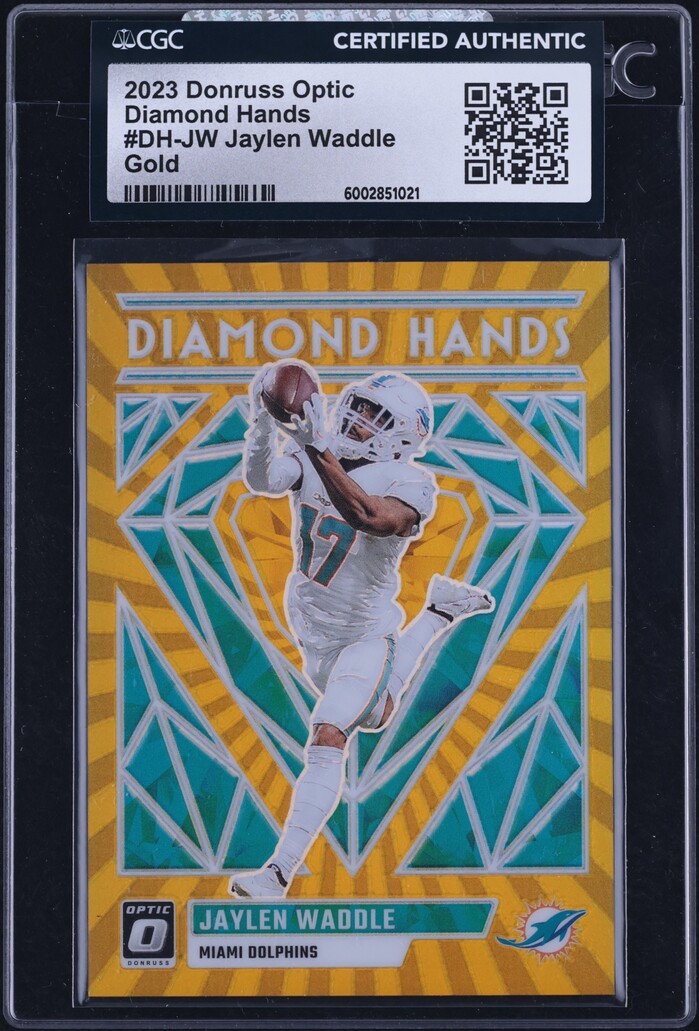 2023 Donruss Optic Diamond Hands Gold Jaylen Waddle /10 #DH-JW CGC AUTH ...