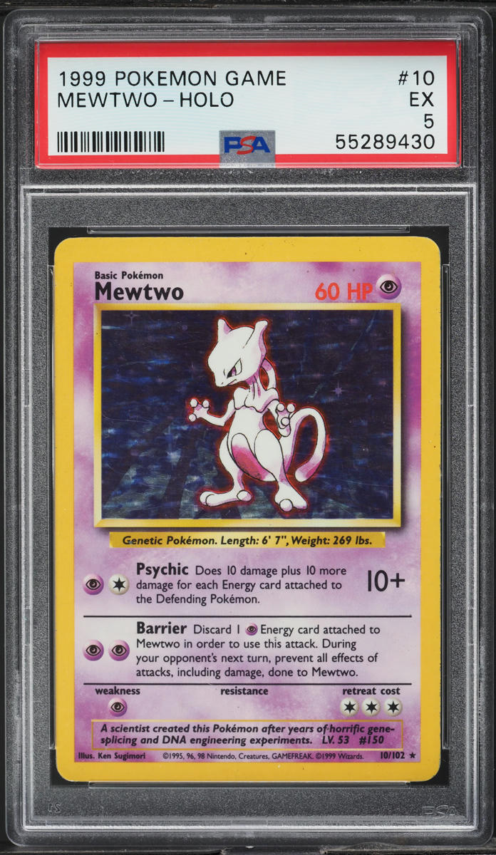 1999 Pokemon Base Set Holo Mewtwo #10 PSA 5 EX on Fanatics Collect