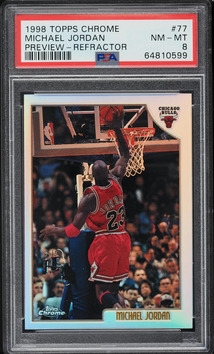 1998 Topps Chrome Preview Refractor Michael Jordan #77 PSA 8 NM-MT on ...