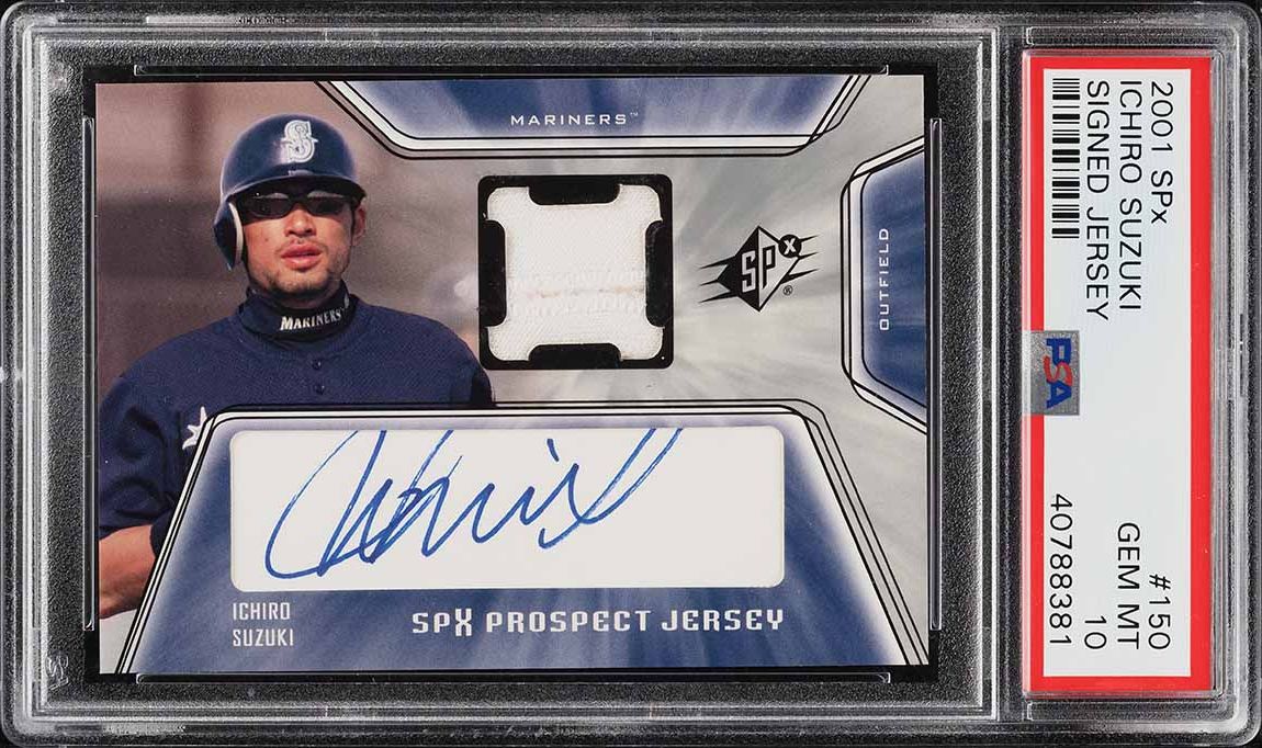 2001 SPx Prospect Jersey Ichiro ROOKIE PATCH AUTO #150 PSA 10 GEM MINT ...
