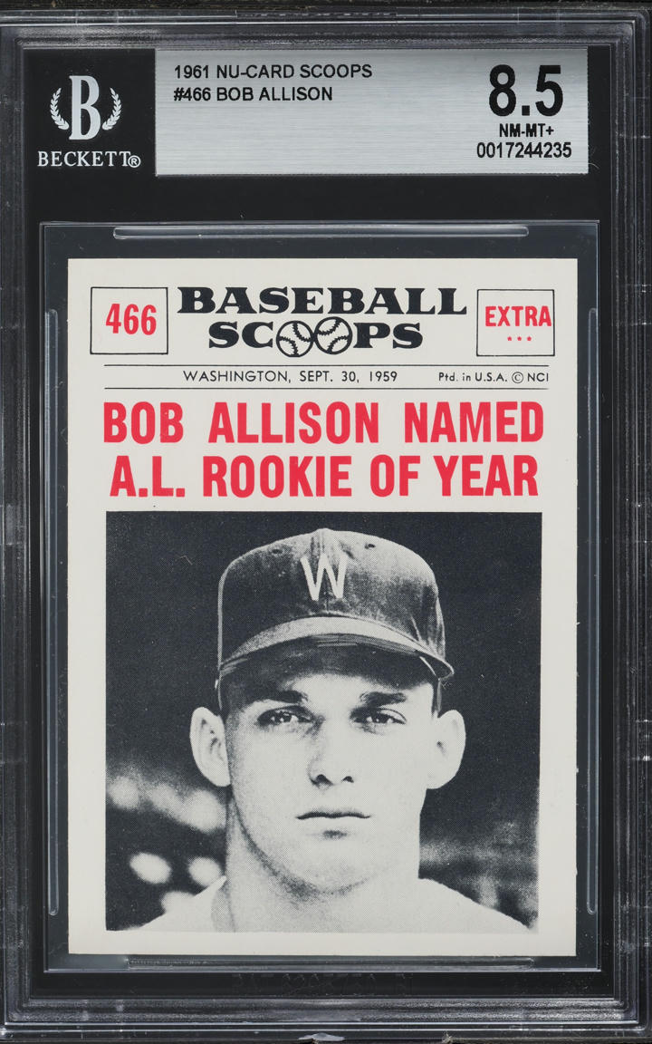 1961 Nu-Card Scoops Bob Allison #466 BGS 8.5 NM-MT+ on Fanatics Collect