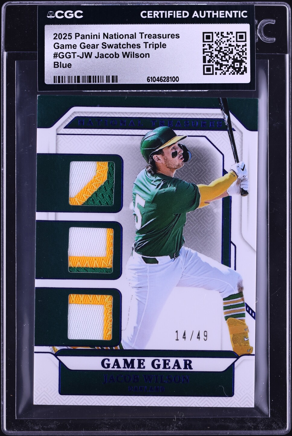 2025 National Treasures Game Gear Trio Blue Jacob Wilson ROOKIE PATCH ...