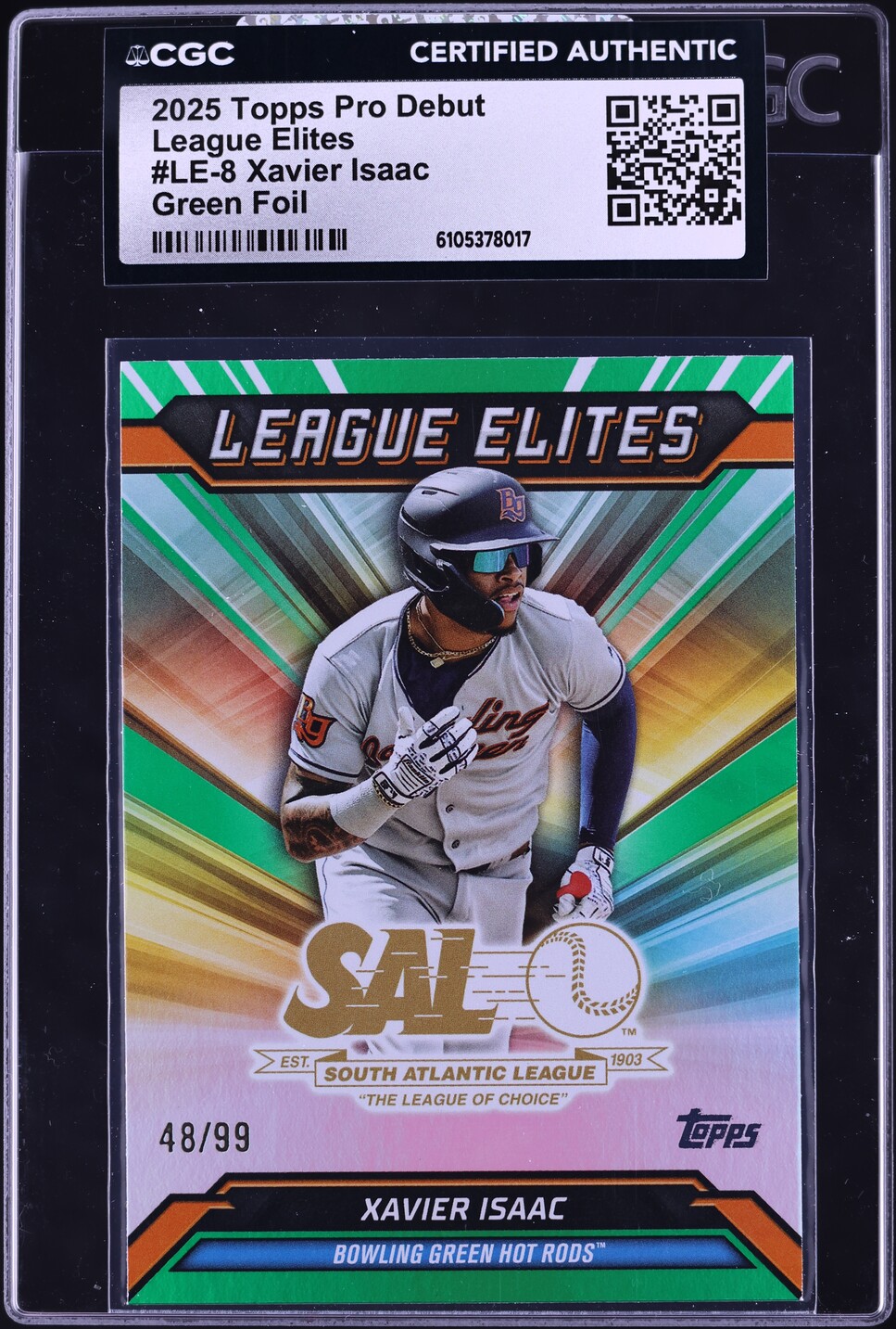 2025 Topps Pro Debut League Elites Green Foil Xavier Isaac PROSPECT /99 ...