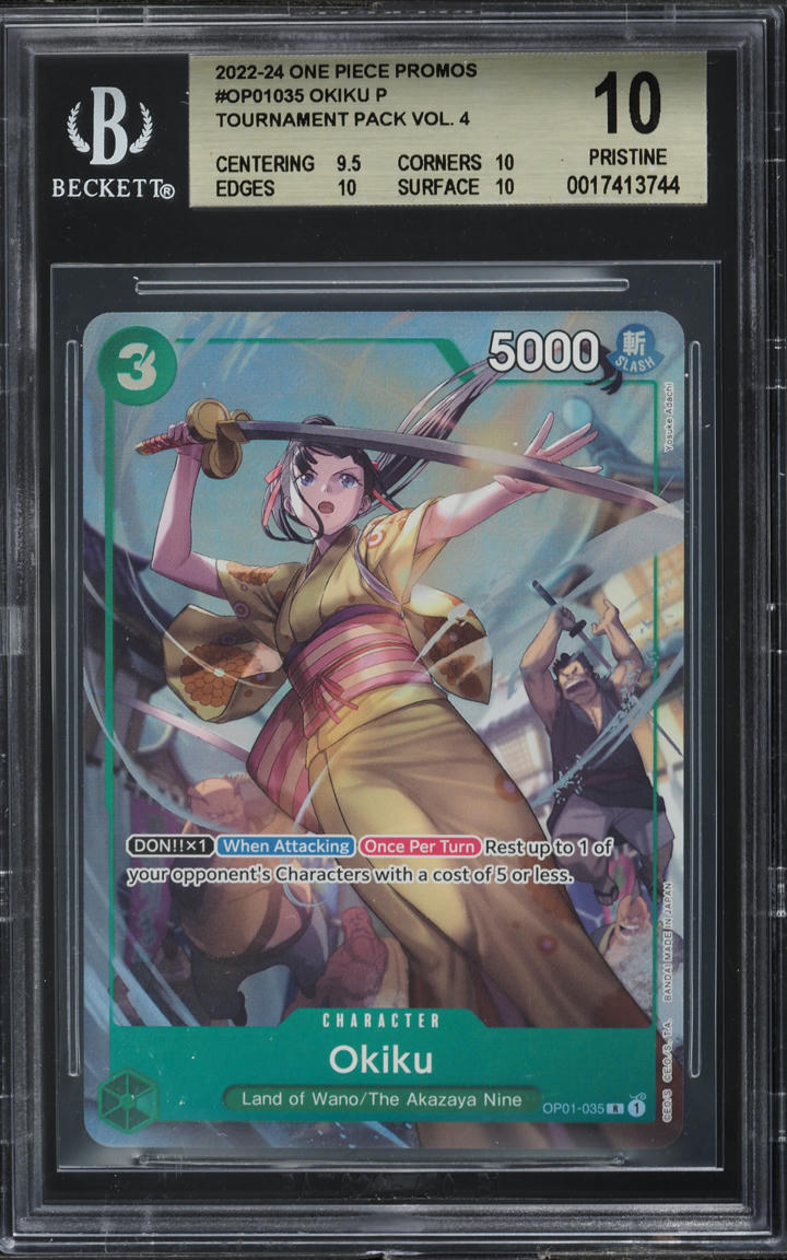 2022 One Piece Promo Tournament Pack Vol. 4 Okiku #OP01-035 BGS 10 PRISTINE on Fanatics Collect