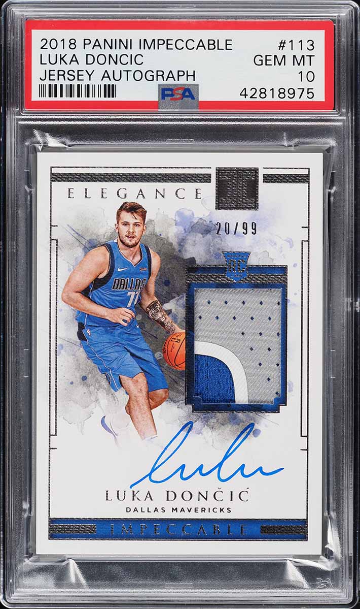 2018 Panini Impeccable Elegance Luka Doncic ROOKIE PATCH AUTO /99 #113 ...