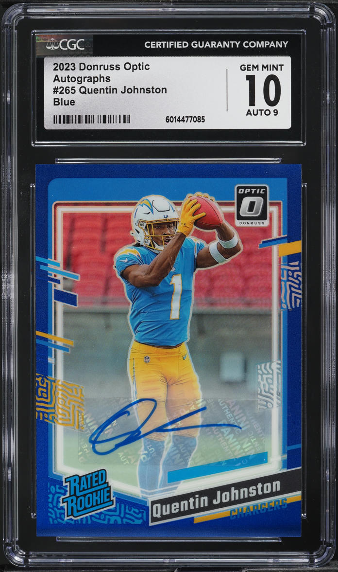 2023 Donruss Optic Blue Quentin Johnston ROOKIE AUTO /99 #265 CGC 10 ...