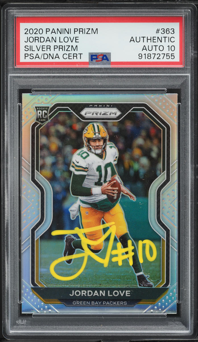 2020 Panini Prizm Silver Jordan Love ROOKIE AUTO DNA 10 #363 PSA AUTH ...