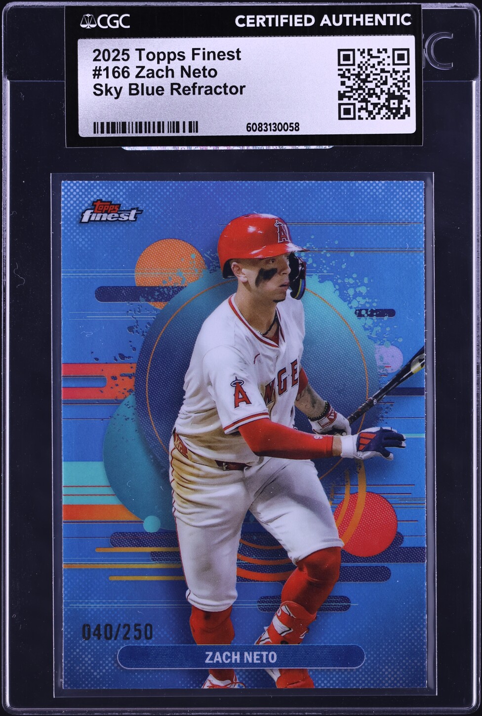 2025 Finest Sky Blue Refractor Zach Neto /250 #166 CGC AUTH on Fanatics ...