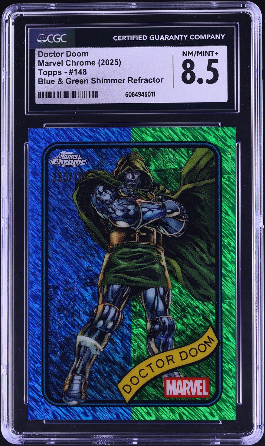 2025 Topps Chrome Marvel Blue Green Shimmer Ref. Doctor Doom /199 #148 ...