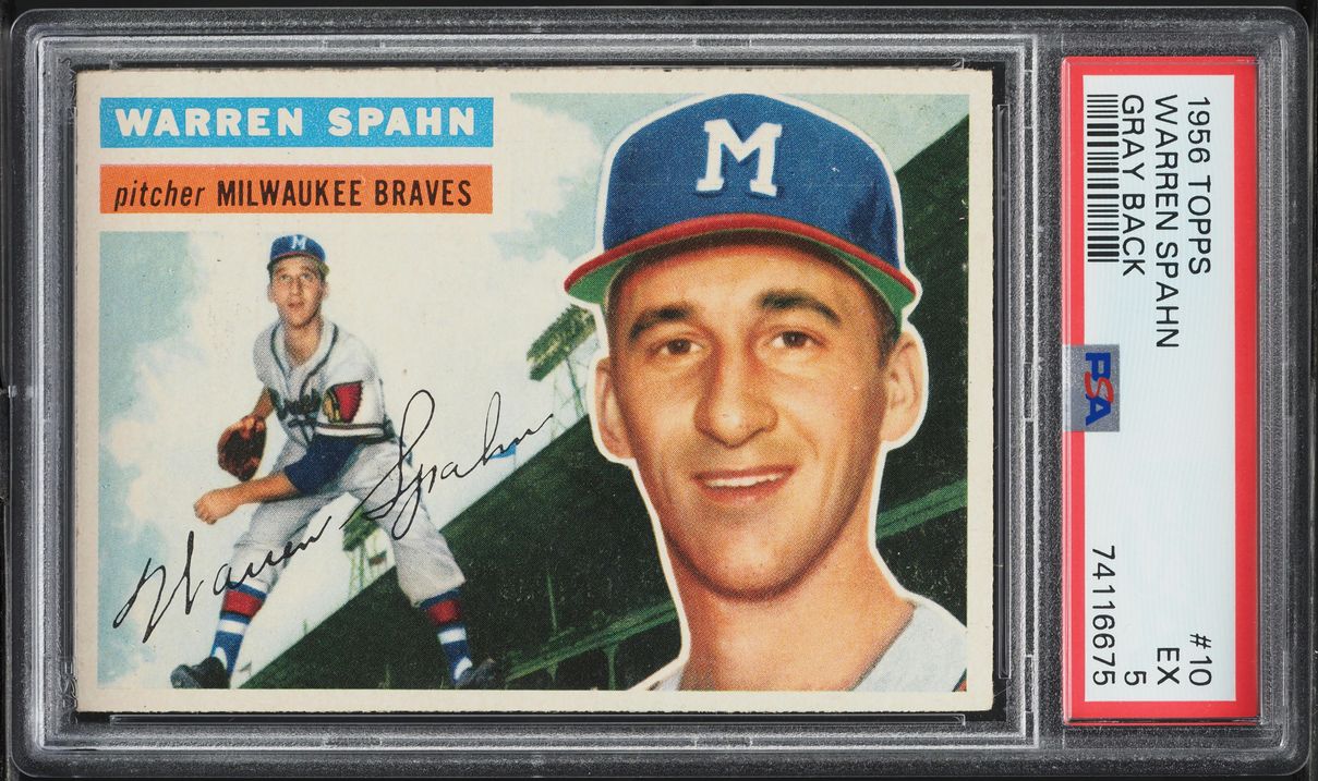 1956 Topps Warren Spahn #10 PSA 5 EX on Fanatics Collect