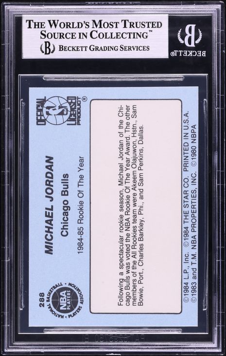 1984 Star Basketball Michael Jordan ROOKIE #288 BGS 9 MINT on Fanatics ...